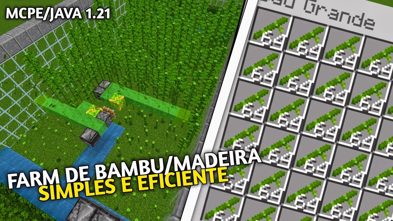 FARM de BAMBU FÁCIL e EFICIENTE para MINECRAFT BEDROCK 1.21 | um pouco ...