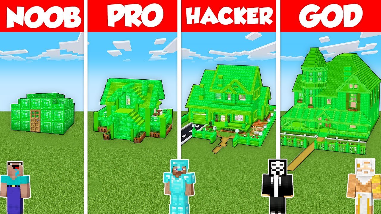 EMERALD BASE HOUSE BUILD CHALLENGE - Minecraft Battle: NOOB vs PRO vs ...