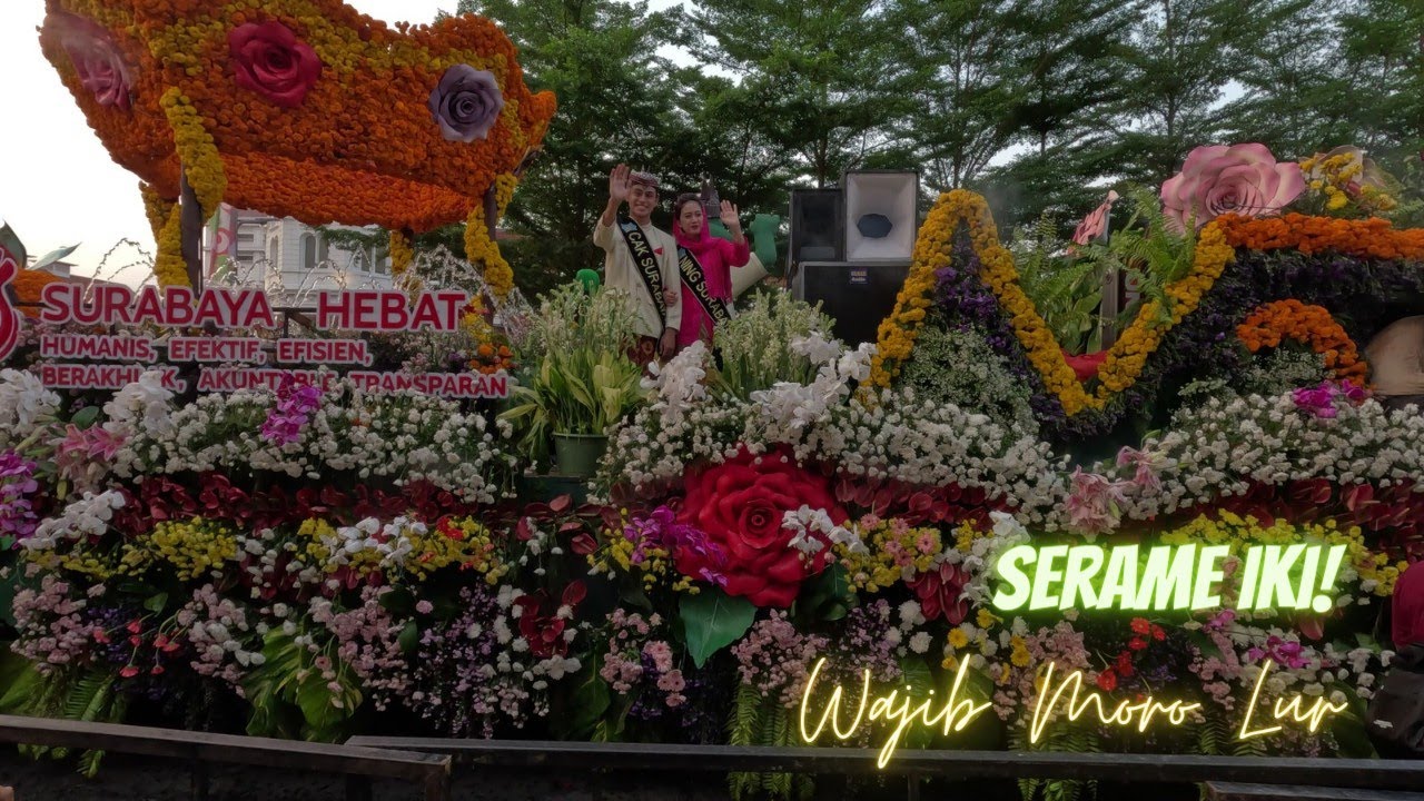 TUMPLEK BLEG!! Pawai BUNGA dan BUDAYA 2023 Ulang Tahun Surabaya ke 730 ...