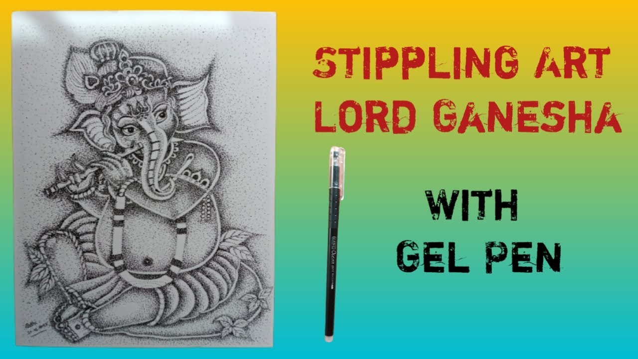 Stippling Lord Ganesha Drawing Using Gel Pen | Bithi's Art and Creation ️ ️ #ganesh #art # ...