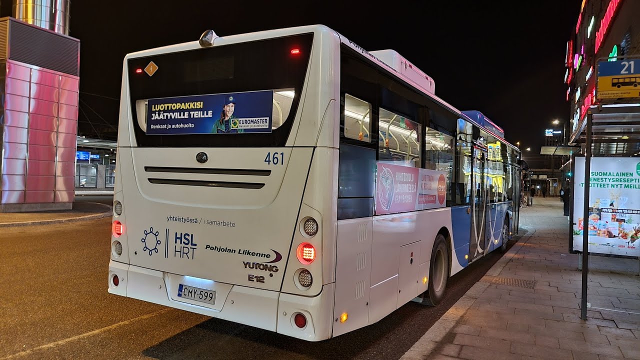 Pohjolan Liikenne Yutong E12 @ HSL bus line 224 in Espoo, Finland - YouTube