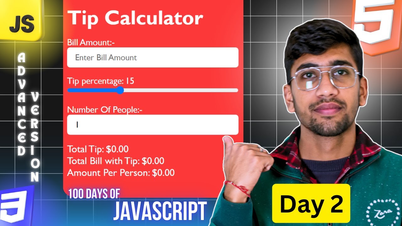 How to make Tip Calculator || 100 Days of JavaScript || Day 2 - YouTube