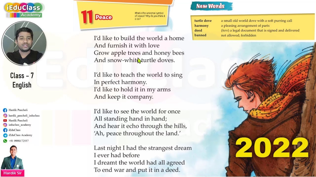 11. Peace - Poem || Class - 7 - Bright Day School - CBSE || Hardik Sir ...