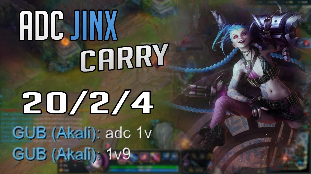 ADC Jinx 1 v 9 ( Massive Botgap ) - AD Carry Jinx Gameplay - YouTube