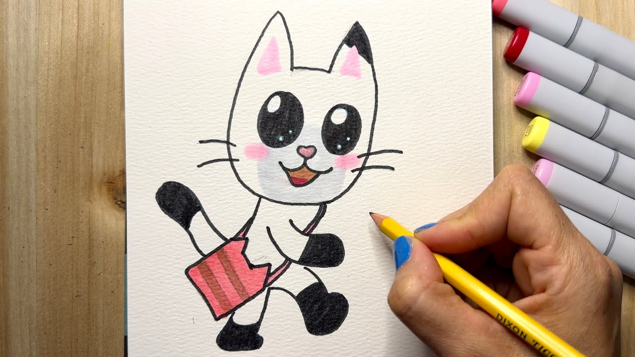 How to draw Pandy Paws from Gabby’s Doll House - YouTube
