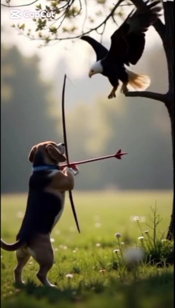 A dog shoots an eagle with an arrow.#dog#shoots#arrow#eagle#viral ...