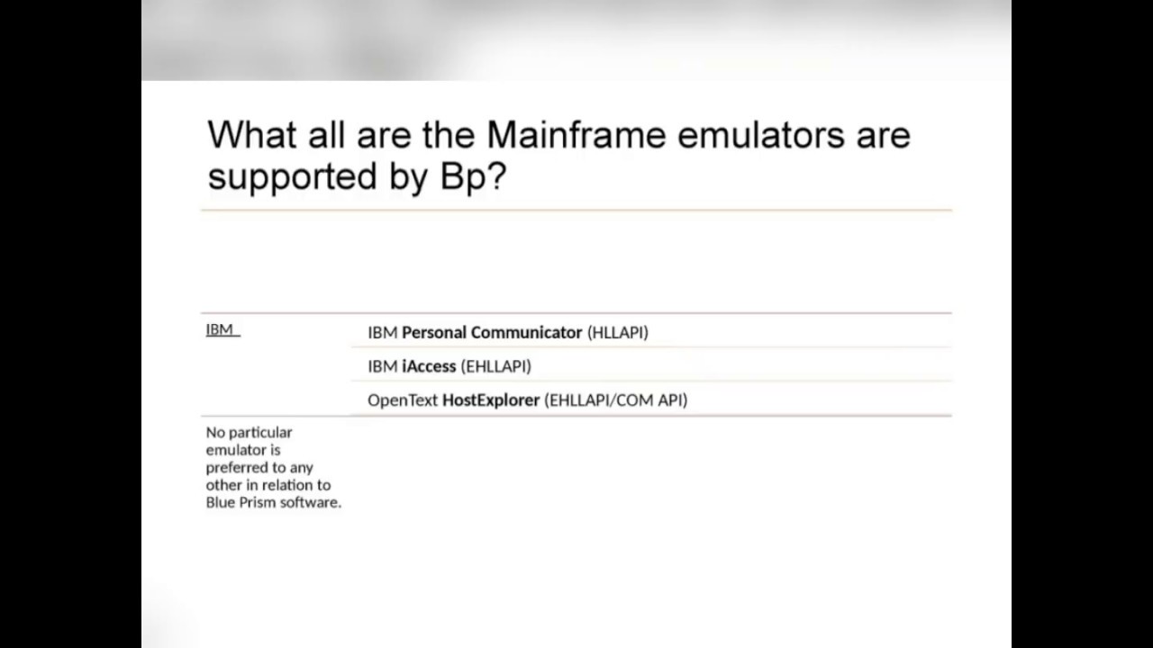 RPA-BLUEPRISM -BLUEPRISM SUPPORTED MAINFRAME EMULATORS - YouTube