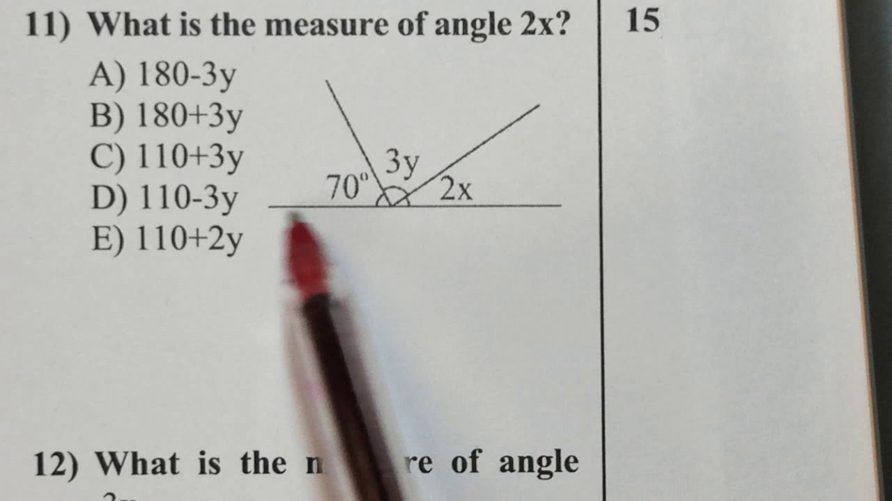ACT Geometry - Angles - Question 11 - YouTube