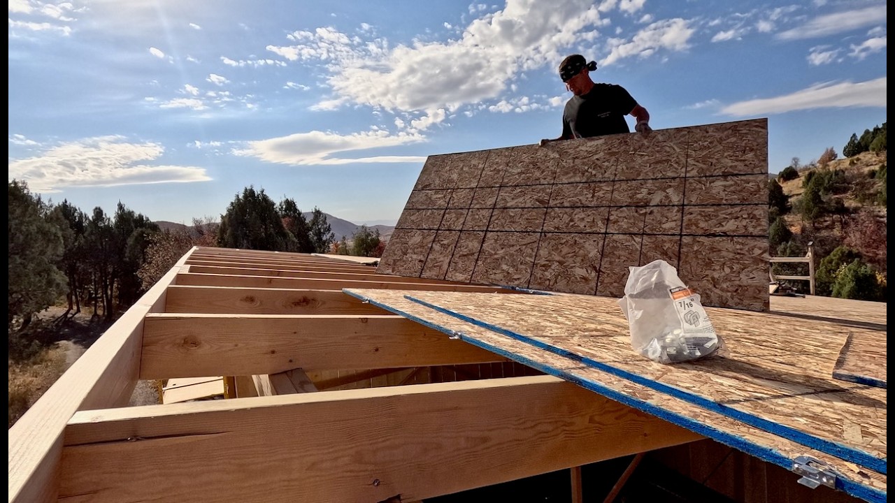 COVERING my 70x24 equipment SHED | OSB sheathing COMPLETED ...