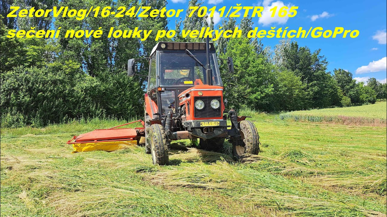 ZetorVlog/16-24/Zetor 7011/ŽTR 165/sečení nové louky po velkých deštích ...
