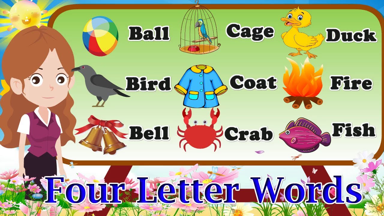 4 Letter Words | Four Letter English Words For Kindergarten | Phonics ...