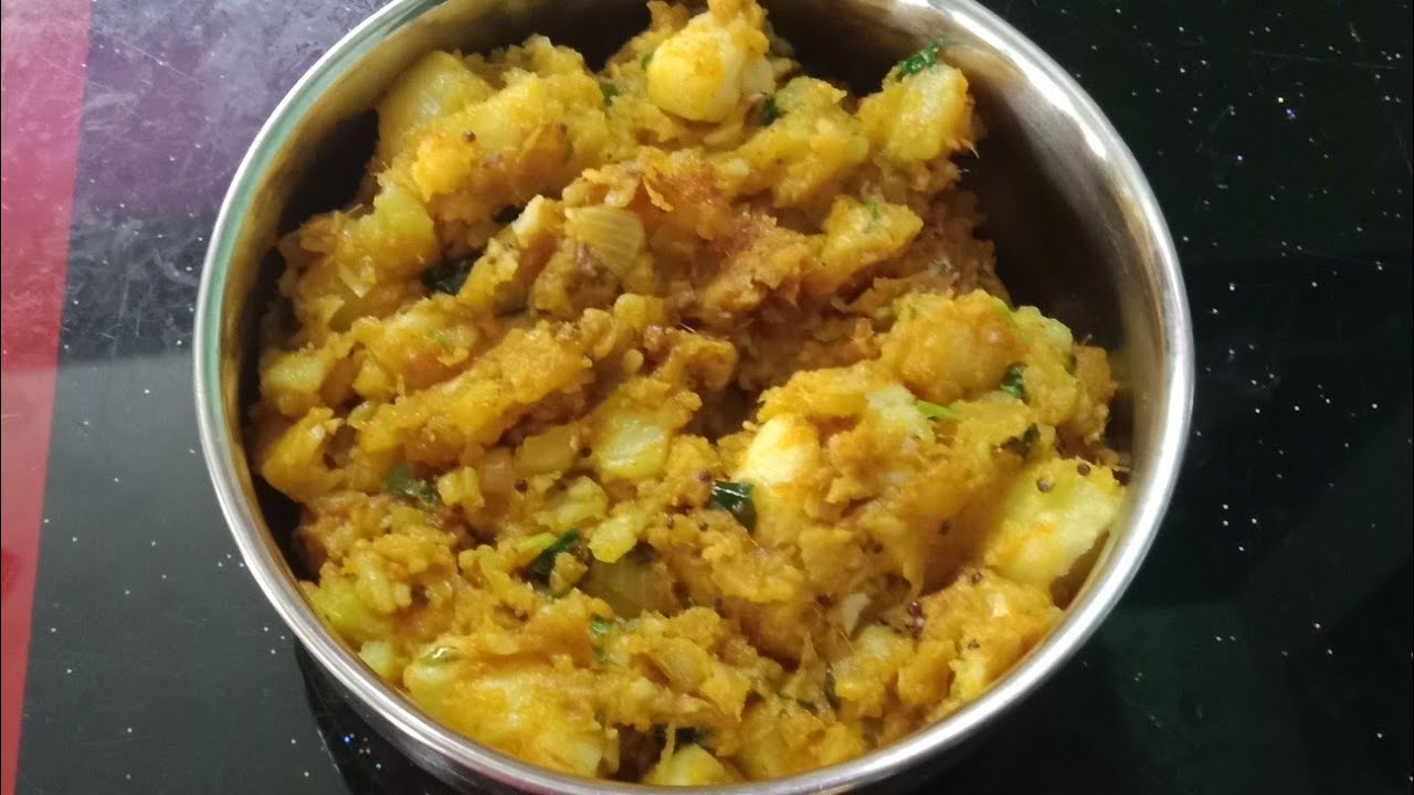 boiled potato masala fry in Telugu - YouTube