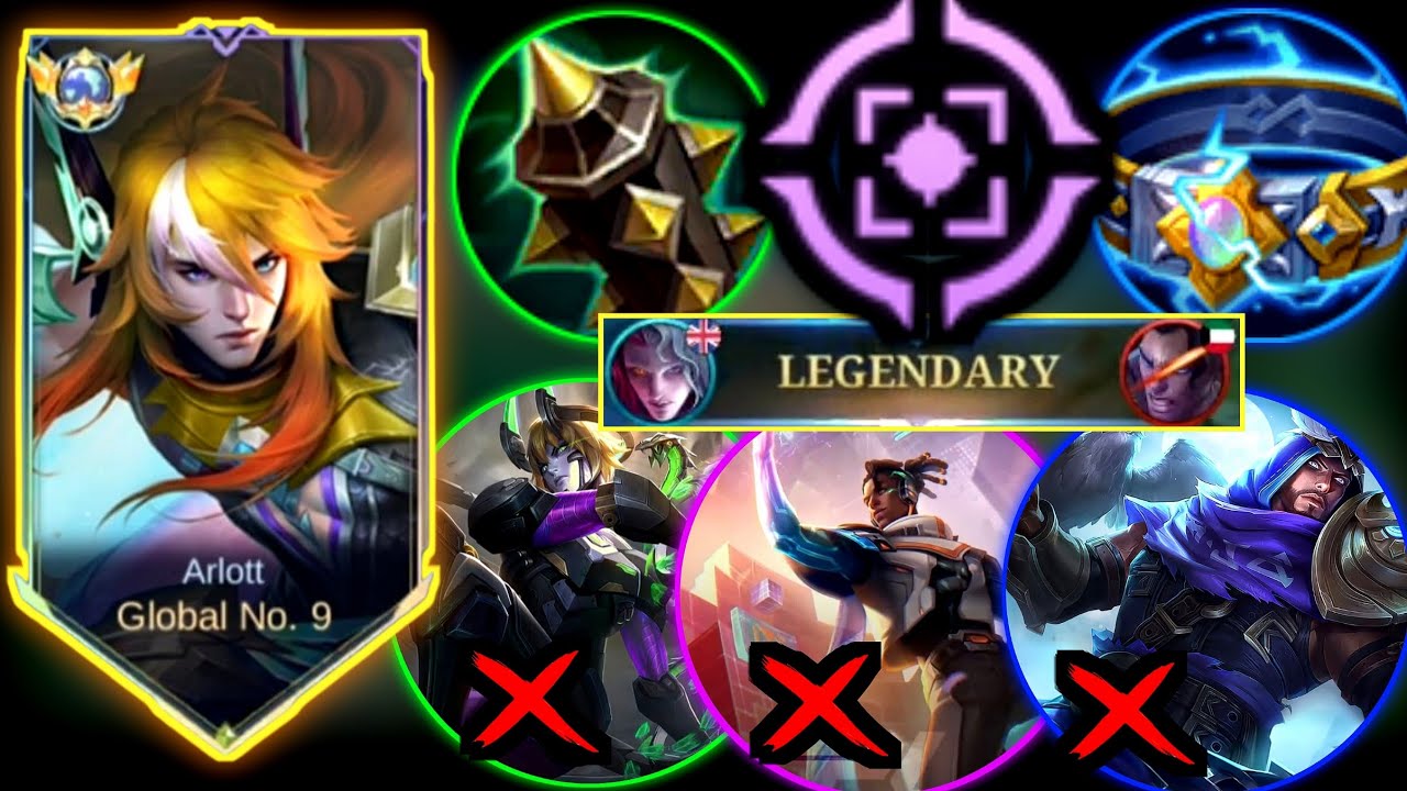 TOP GLOBAL ARLOTT NEW ONE SHOT BUILD AND EMBLEM SET , ENEMYN AUTO ...