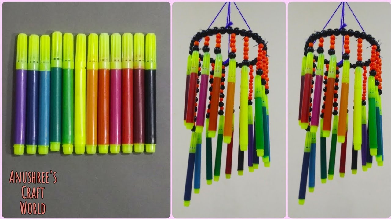How to make Wall Hanging from Waste Sketch Pens | @AnushreesCraftWorld ...