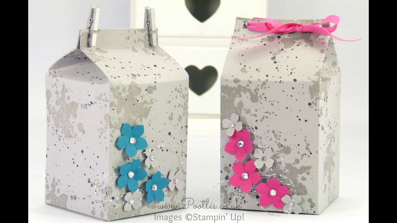 Stampin' Up! Gorgeous Grunge Flat Topped Milk Carton Tutorial - YouTube