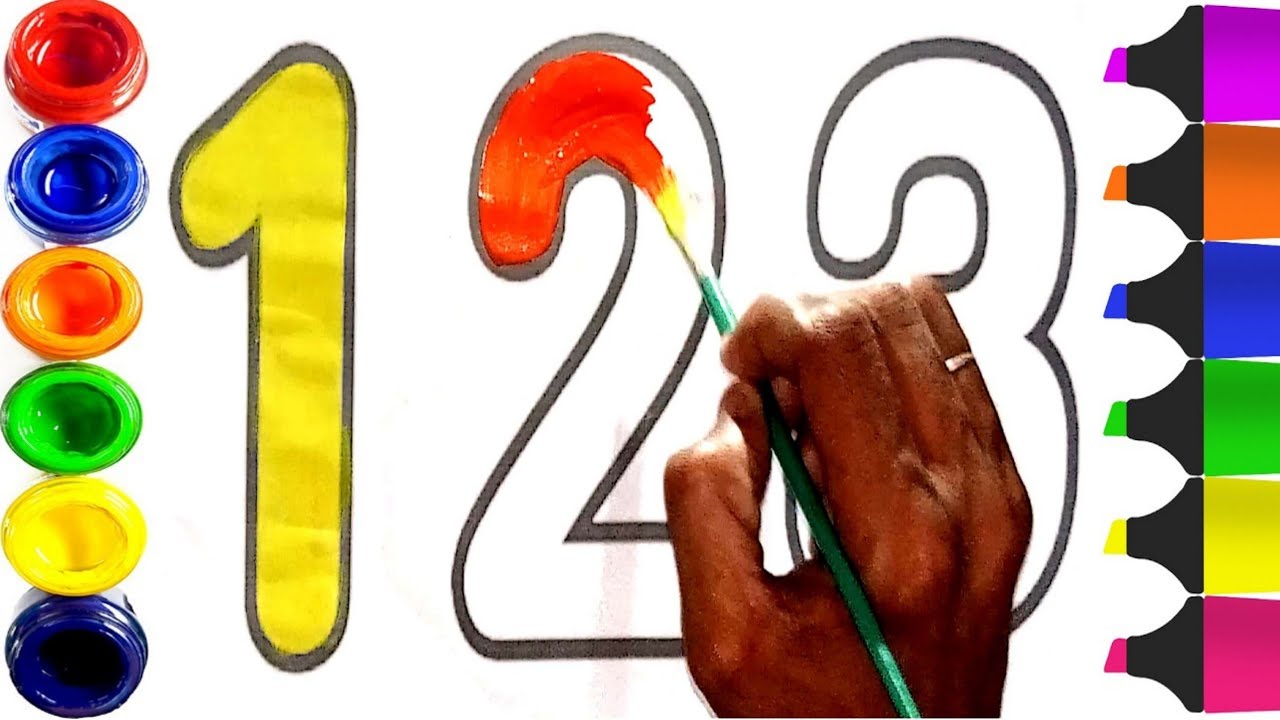 123 Drawing painting | Coloring for kids | Learn Numbers Drawing | How ...