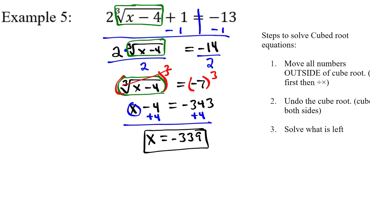 Solving Square And Cube Root Equations Worksheets