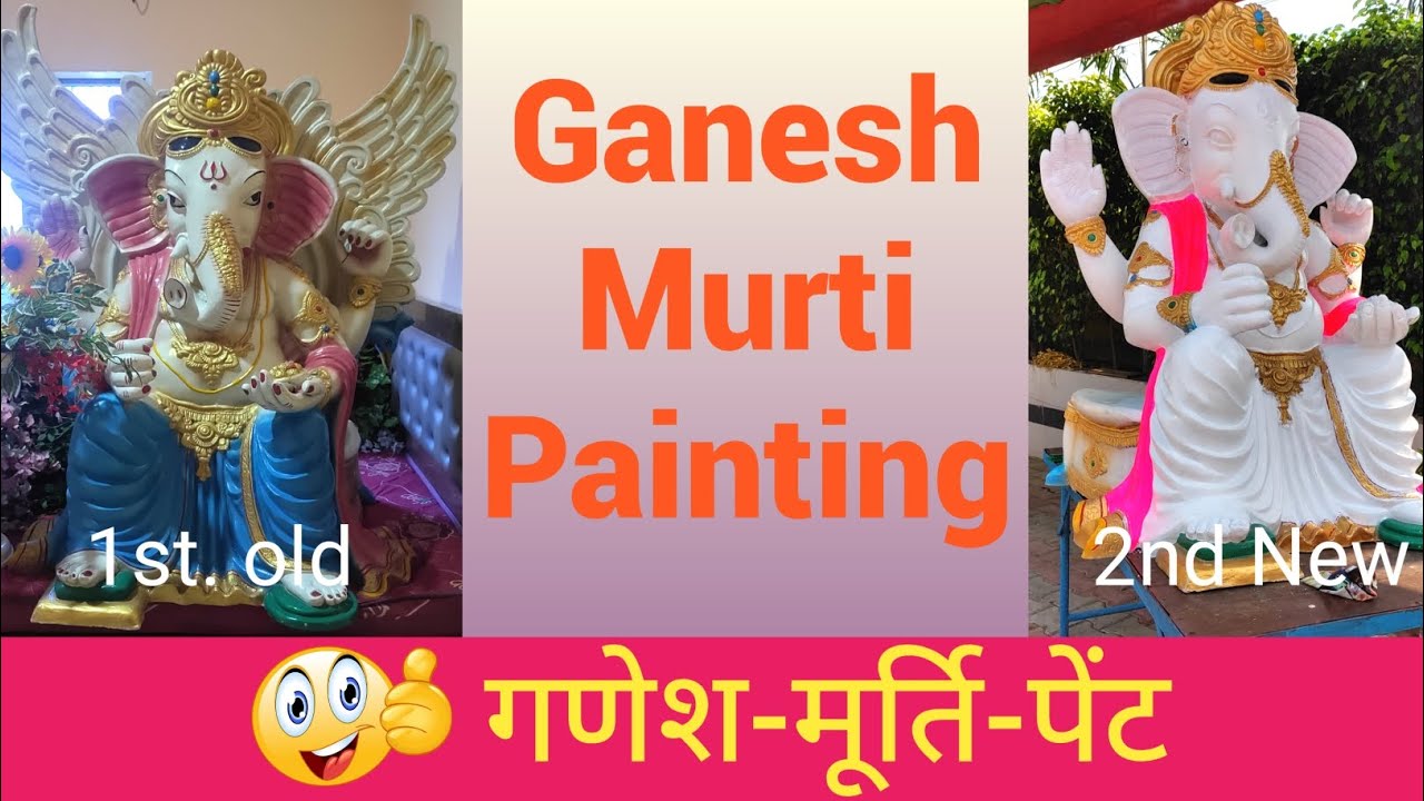 Ganesh murti painting | Ganpati decoration simple paint - YouTube