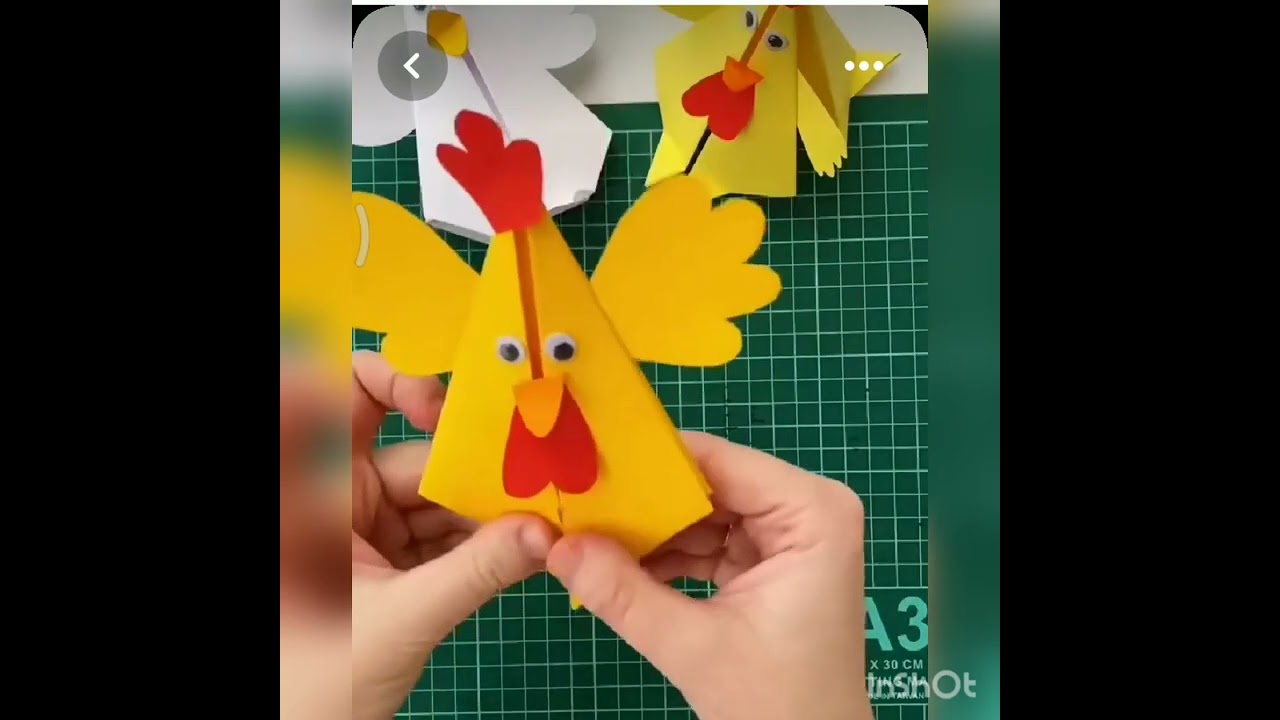 how make a movable paper hen .easy way to give a movable toy for kids ...