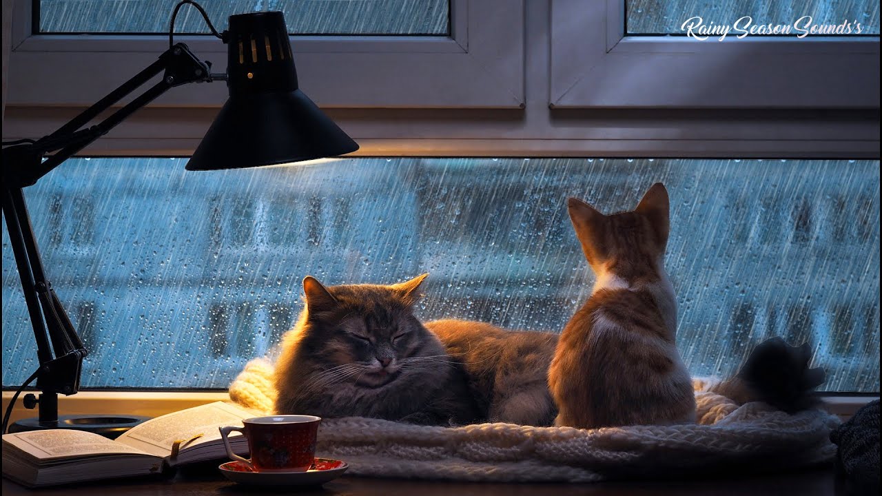 Rain Sounds For Sleeping - Relax with my cat , Relaxing Rain Sounds ...