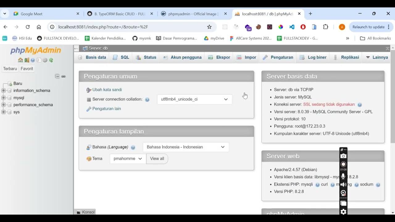 Instalasi MySQL dan phpMyAdmin di docker pada project NestJS 3 - YouTube