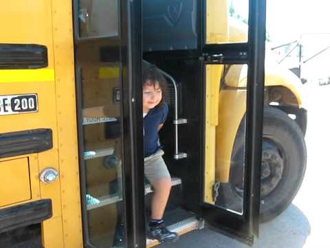 Matt 1st school bus ride!!! - YouTube