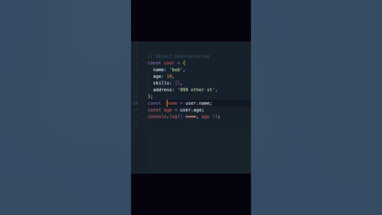 Clean Up Your Code Using Object Destructuring In Javascript Shorts