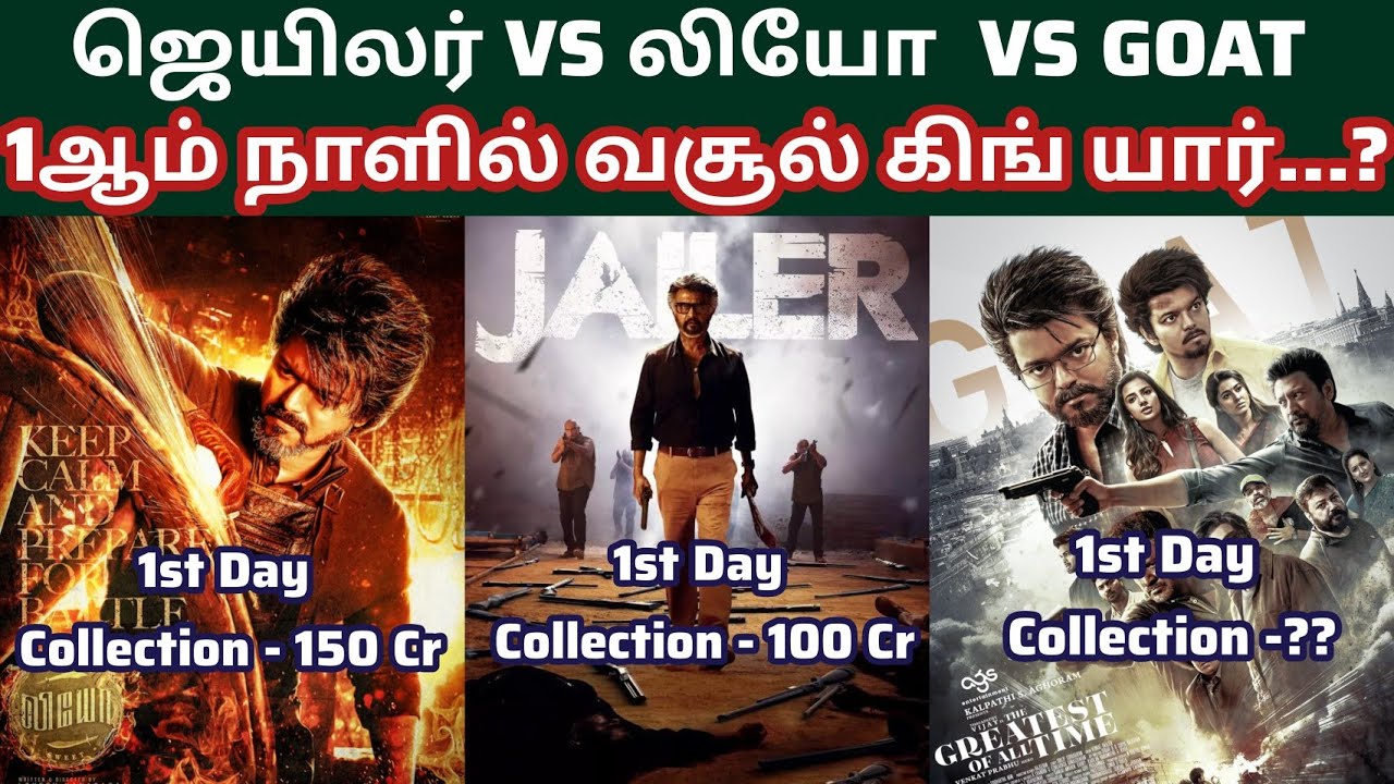 GOAT Vs Leo Vs Jailer 1st Day Box Office Collection | Thalapathy Vijay ...