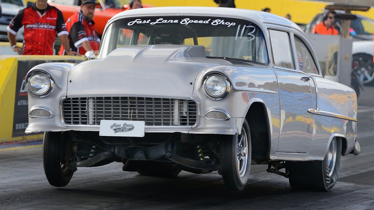 55 Chevy runs 9s - YouTube