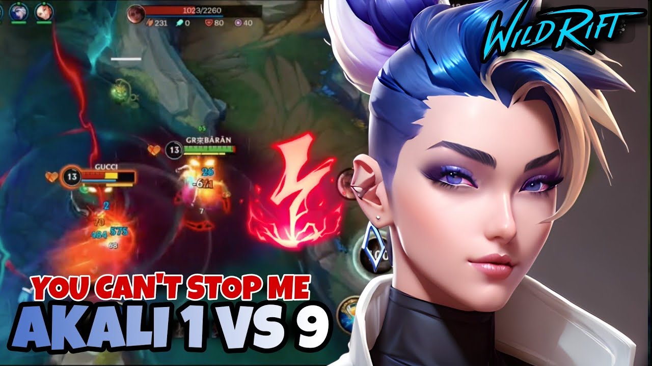 WILD RIDT AKALI : 1 VS 9 INSANE CARRY | WILD RIFT AKALI BUILD & RUNES ...