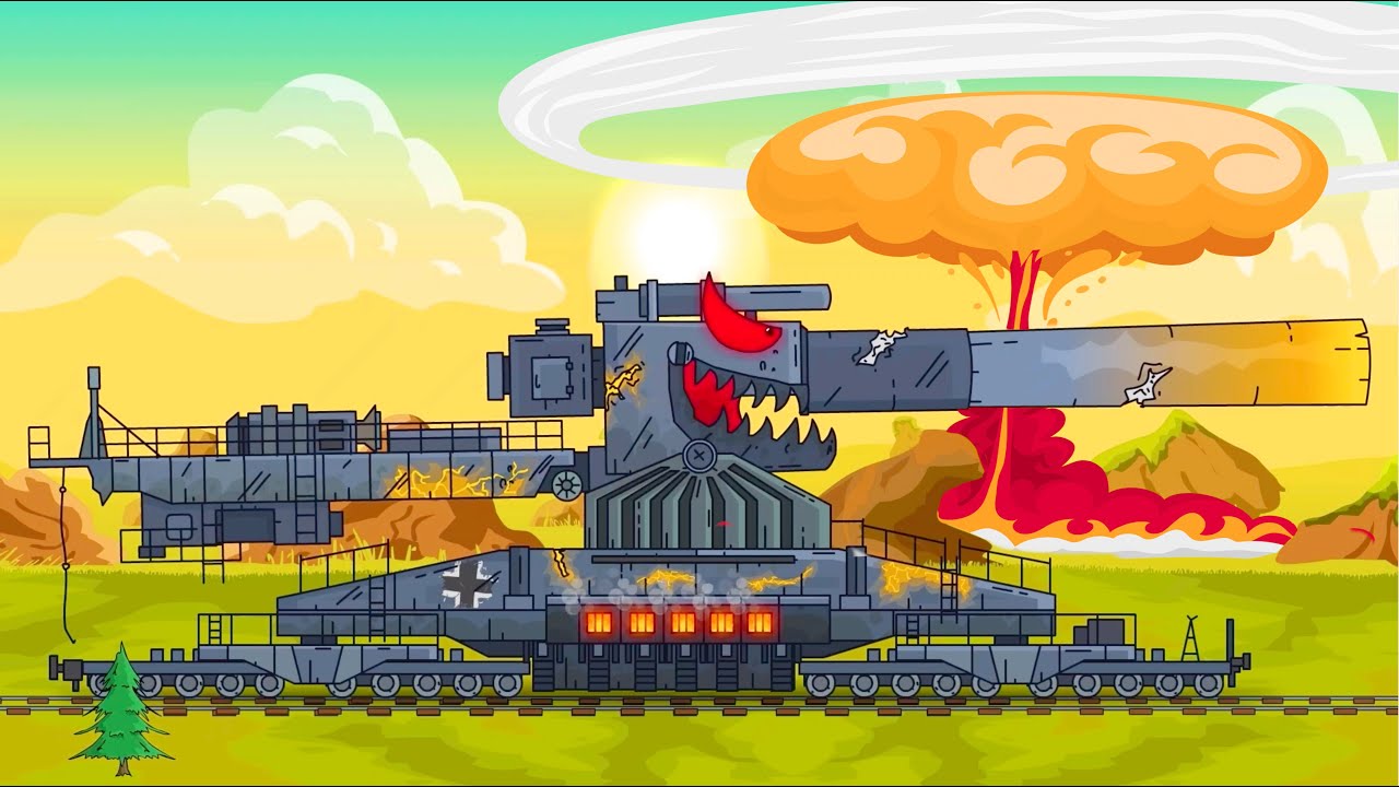 Super tanque VS enemigos. Dibujos animados de tanques. Coches monstruos ...