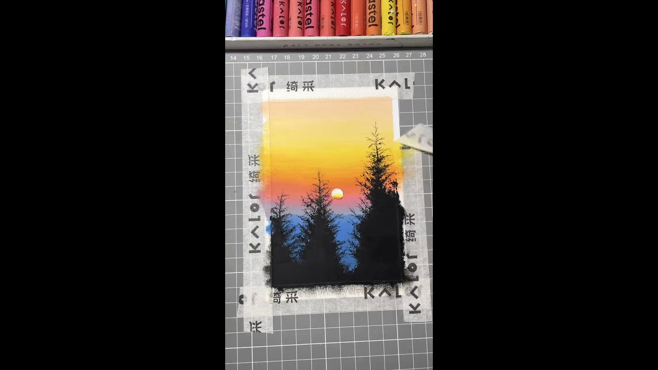 Mountain Sunset🌄 # Oil Painting Stick# Oil Painting Stick Tutorial# Learn to Draw with Shake ...