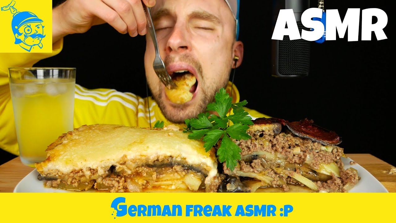 ASMR Greek and Turkish MOUSSAKA eating 😋 - GFASMR @SaltedCaramel ASMR ...