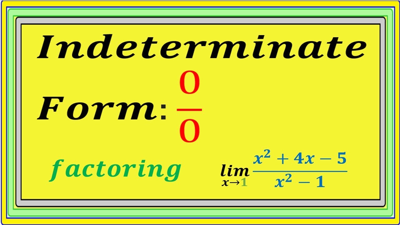 Indeterminate form( 0/0 )factoring - YouTube