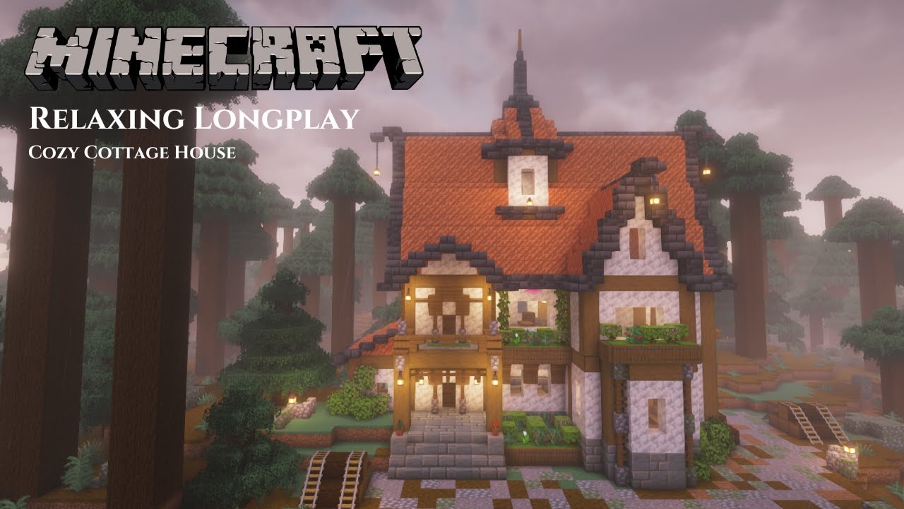 Minecraft Relaxing Longplay - Rainy Old Growth Taiga with Cozy Cottage ...