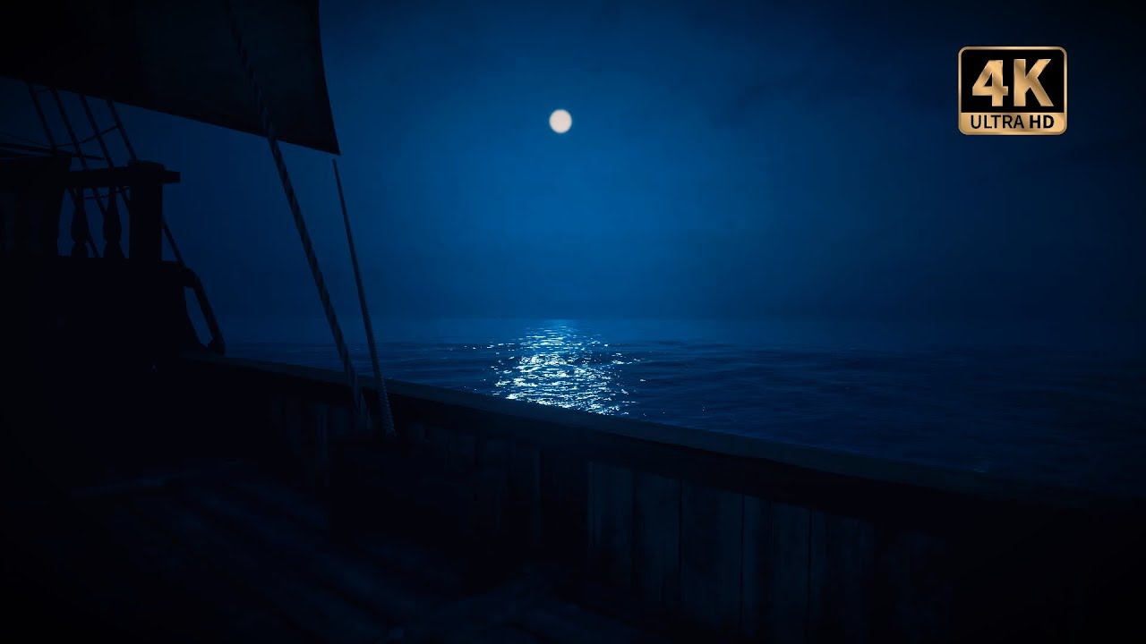 Relaxing Pirate Ship Ambience at Night 🌊⛵ | Gentle Ocean Waves ...