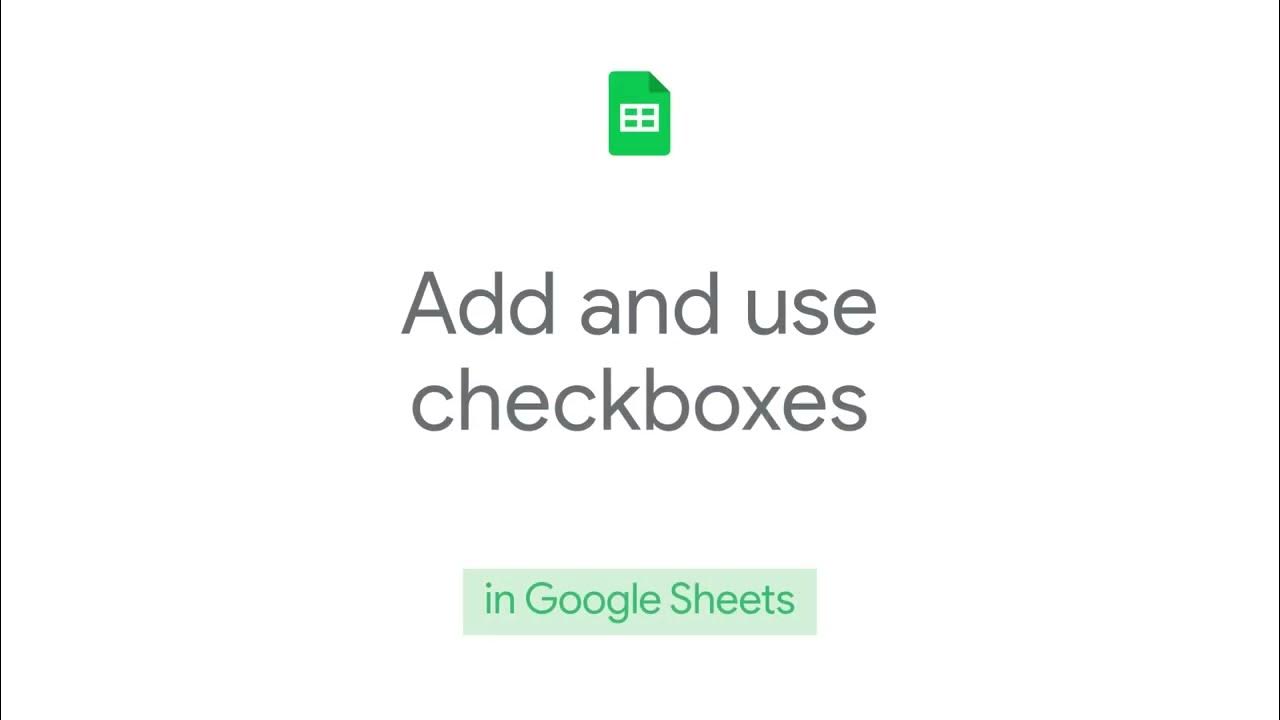 How to: Use checkboxes in Google Sheets - YouTube