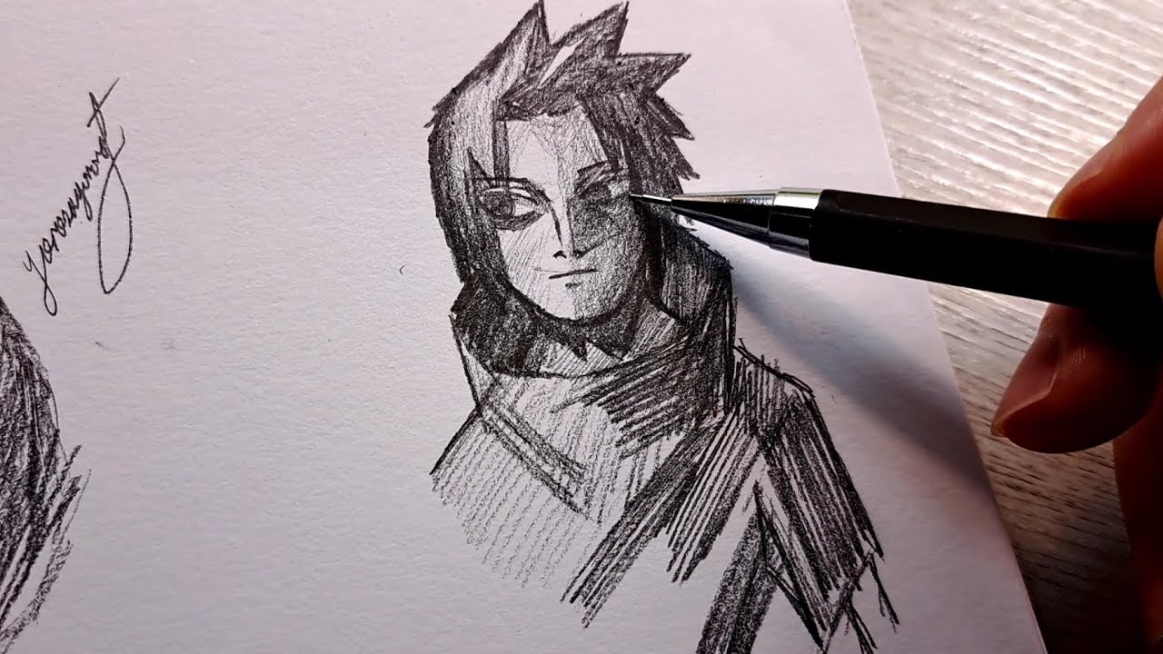 How to draw Sasuke Uchiha step by step tutorial | easy anime drawing ...