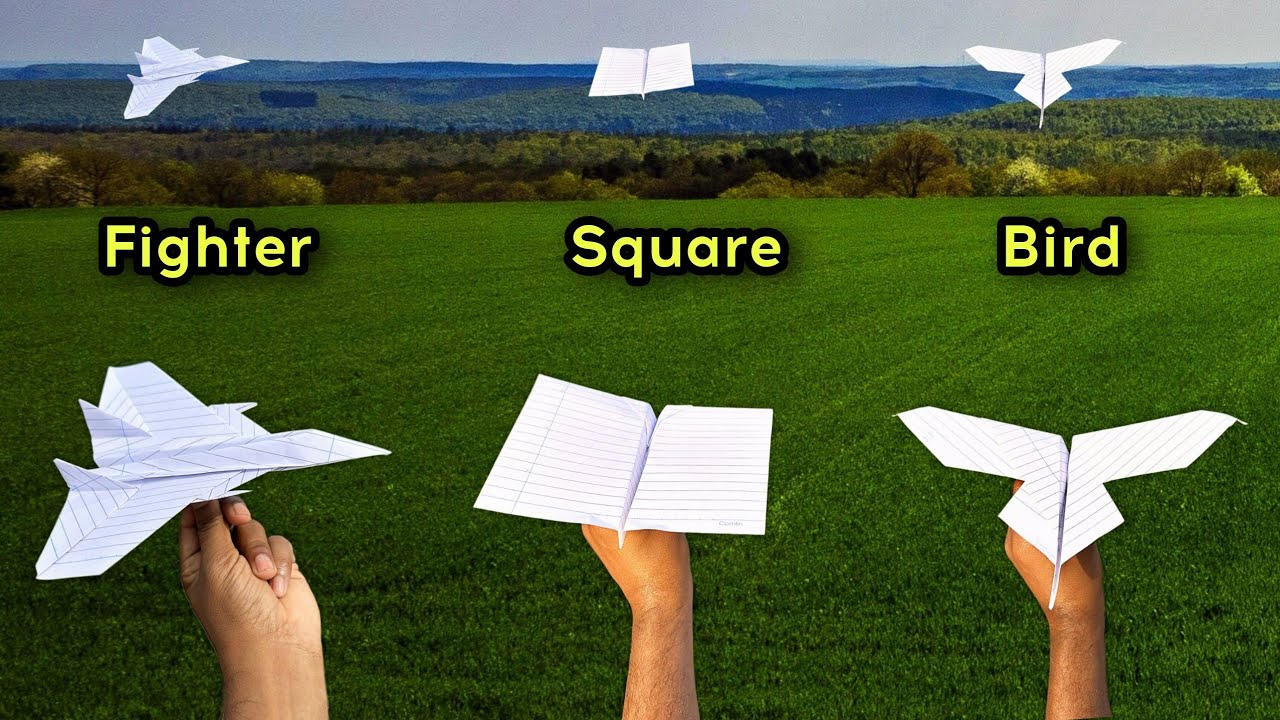 3 best flying paper plane, top 3 flying bird, flying fighter plane ...