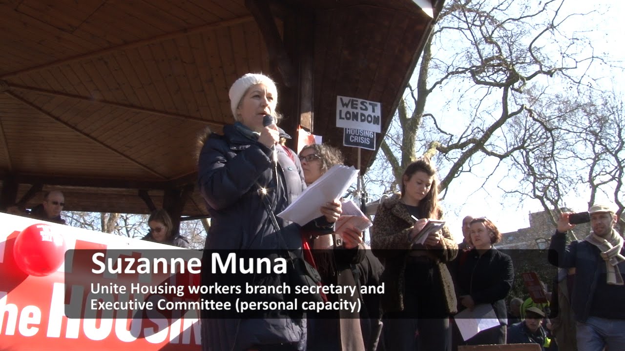 Suzanne Muna and Nancy Taaffe speaking at national Housing demo - YouTube