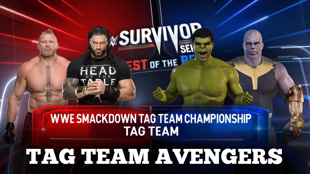 WWE TAG TEAM MATCH | ROMAN REIGNS + BROCK LESNAR vs HULK + THANOS | WWE ...