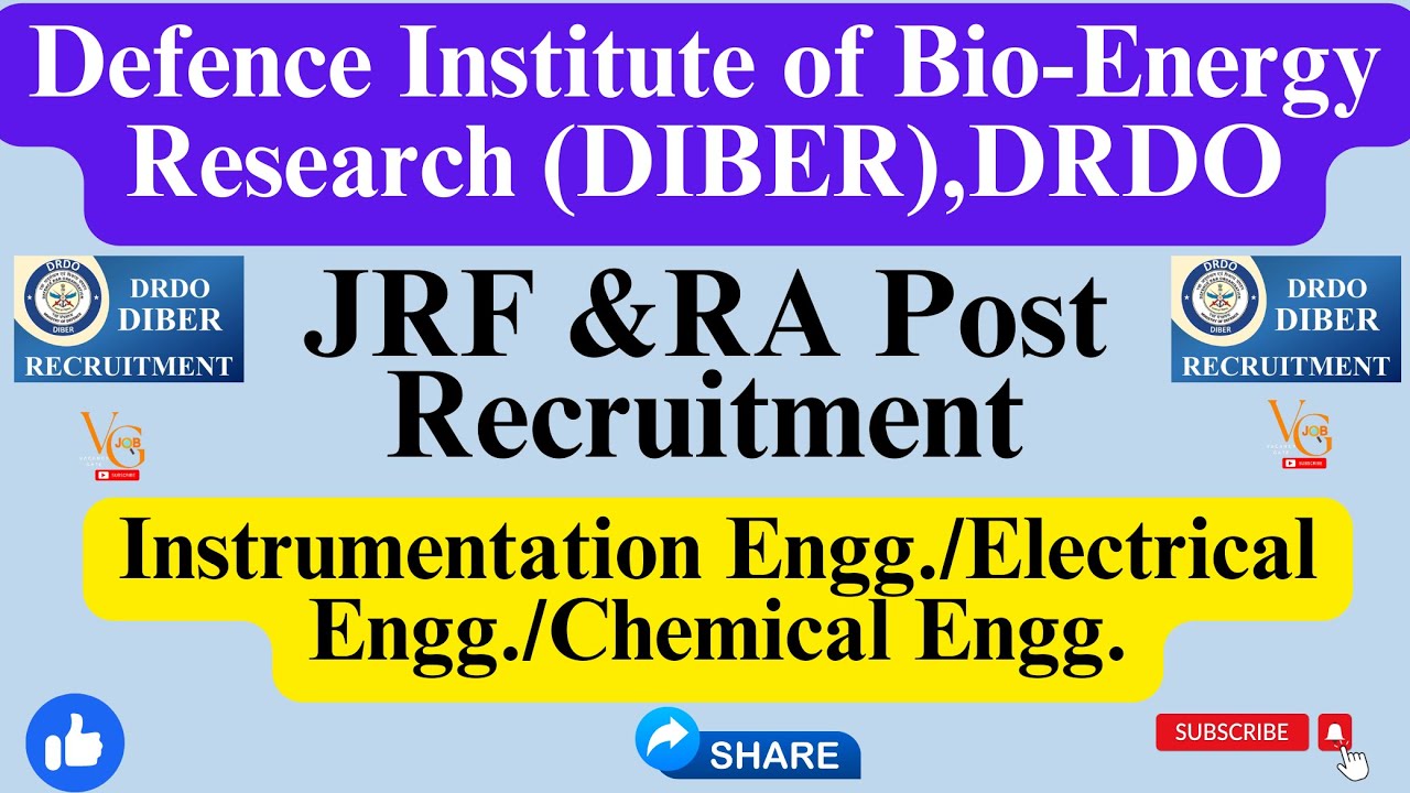 Research Associate and JRF Position in DRDO, DIBER Recruitment 2023 ...