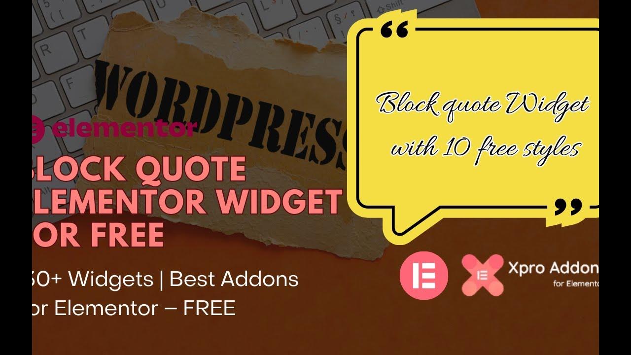 Block Quote Elementor Widget for free | Elementor blockquote tutorial - YouTube