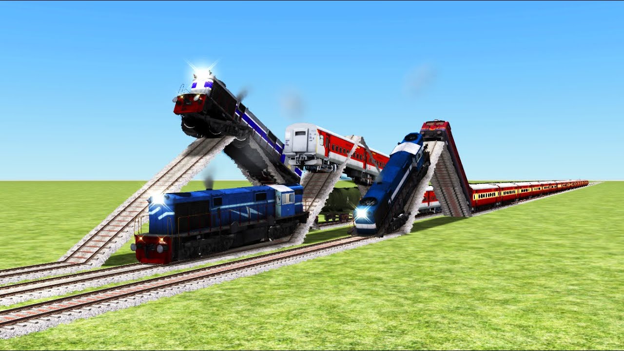 3 diesel trains jumping on bumpy railroad |#railroad - YouTube