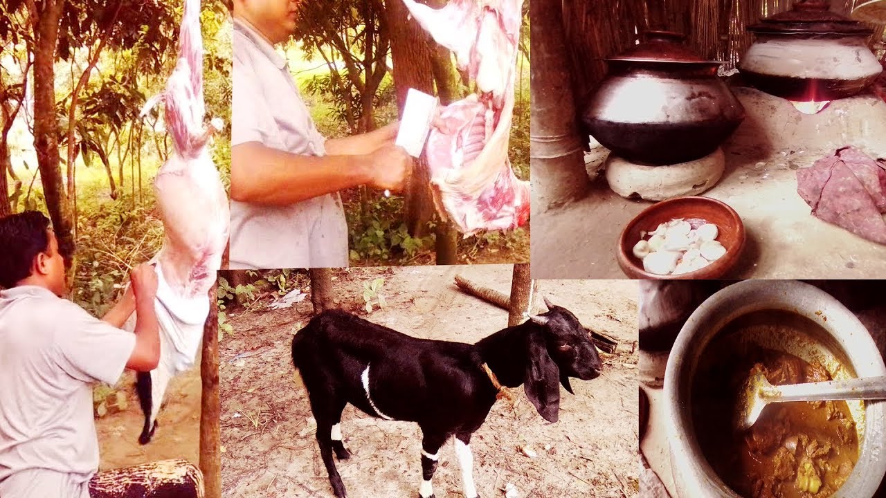 goat cooking in my village prepare by our uncle for kids traditional ...