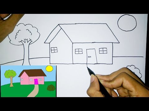 Cara Mudah Menggambar Rumah Untuk Pemula | Drawing House for beginners