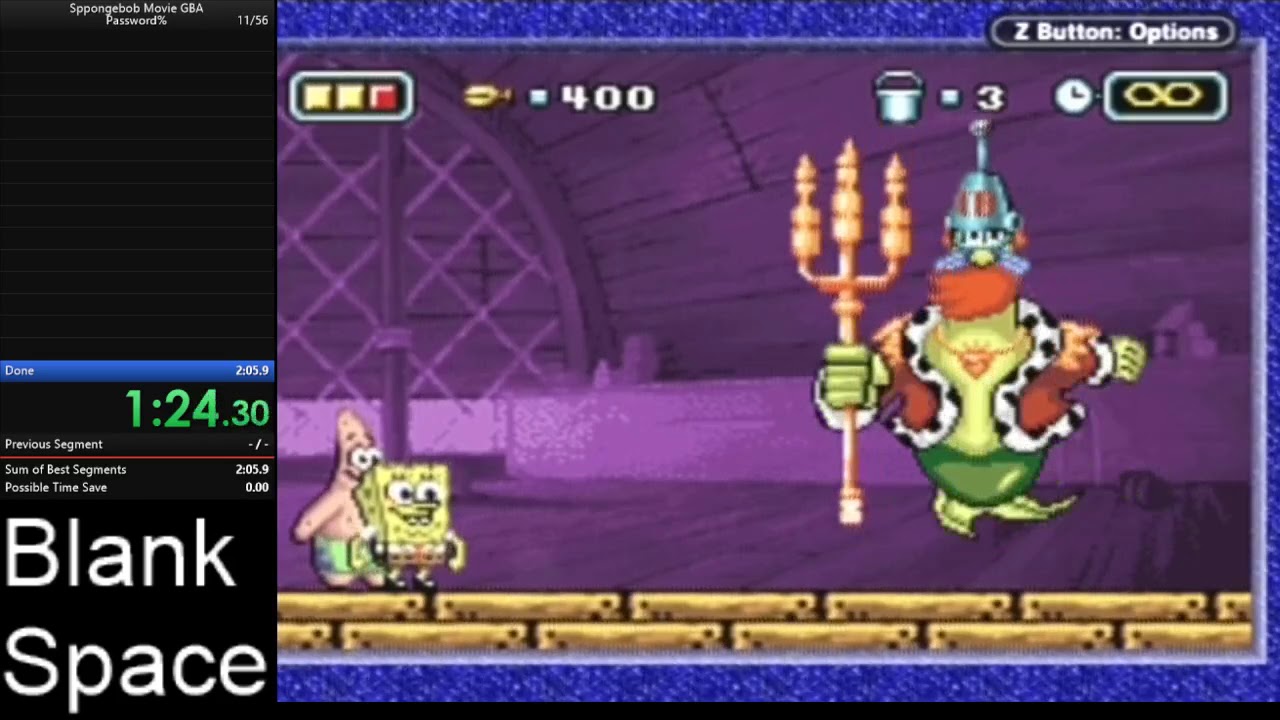 The Spongebob Squarepants Movie GBA password% speedrun in 2:05.5 (WR ...