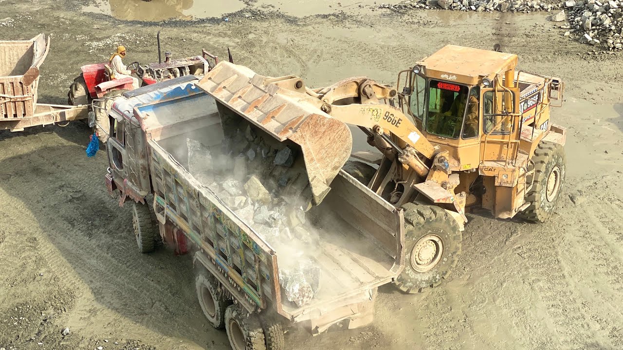Heavy Equipment Loading Rocks Like a Beast | Caterpillar in Action ...