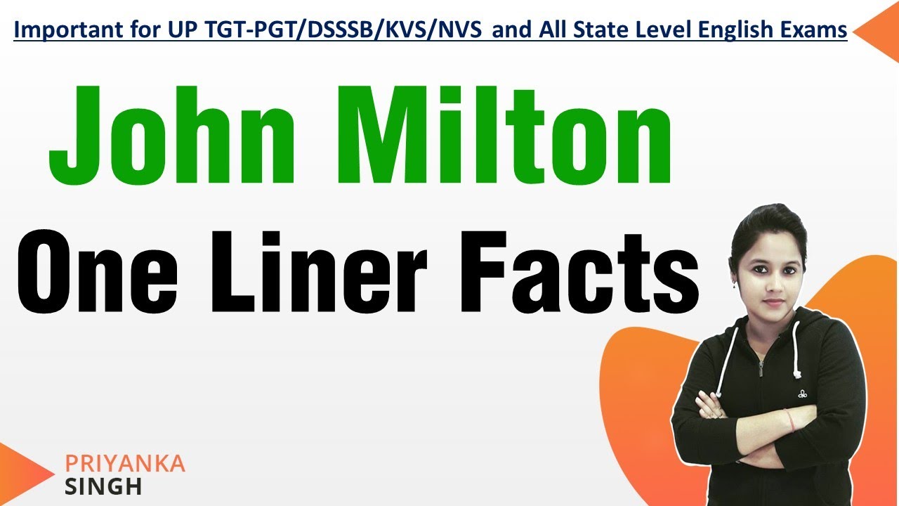 John Milton In One Line | Important Facts in One line | English ...