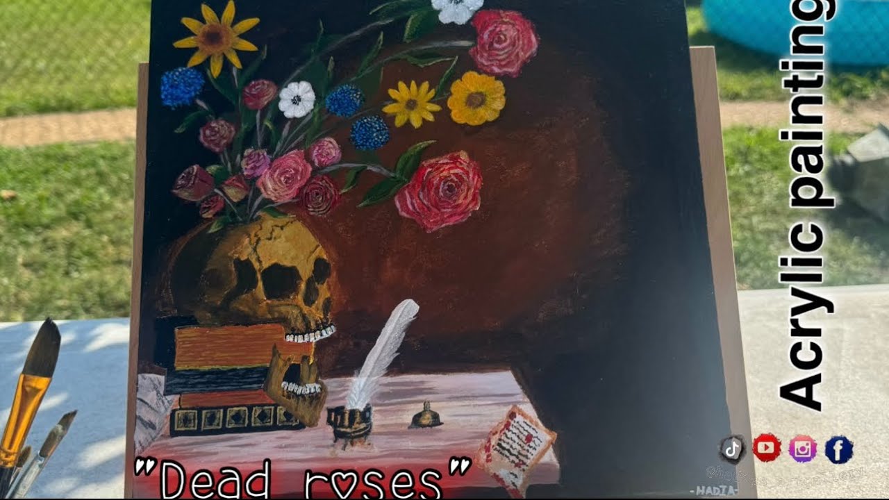 "Dead roses "🥀 Acrylic painting| step by step | painting tutorial - YouTube
